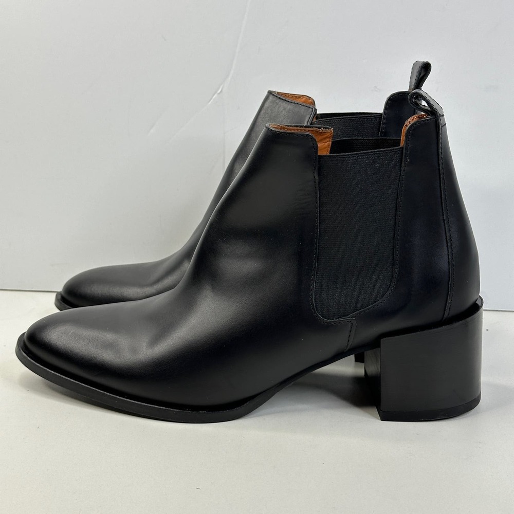 Everlane The Heel Ankle Boot Leather Block Heel Black… - Gem